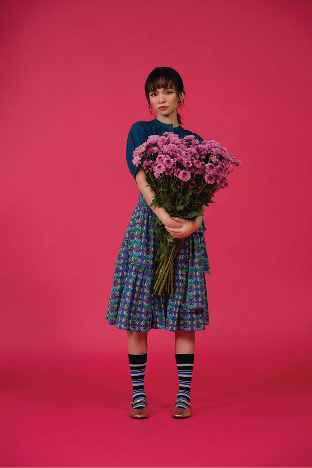 Happy Skirt - Bunga Raya Tiles Blue – Nala